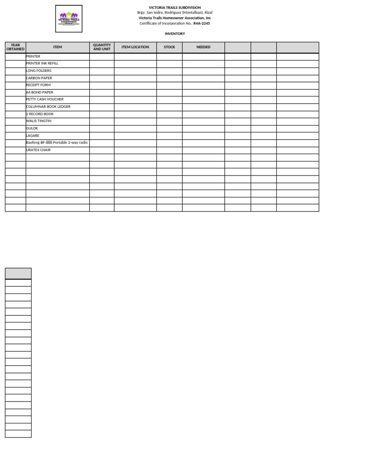 Inventory Pdf
