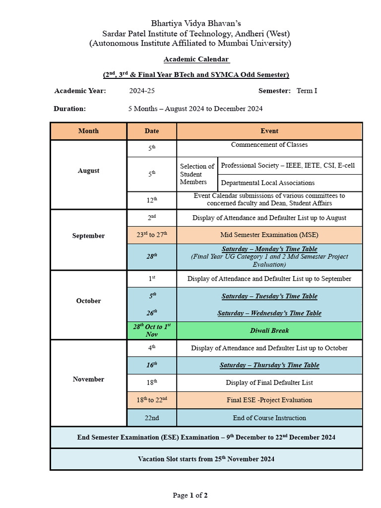 1 1 Academic Calendar 2024 25 First Term | PDF | Academic Term | Public ...