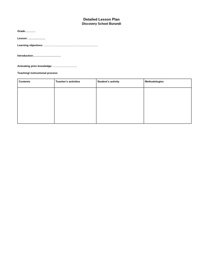 Detailed Lesson Plan | PDF