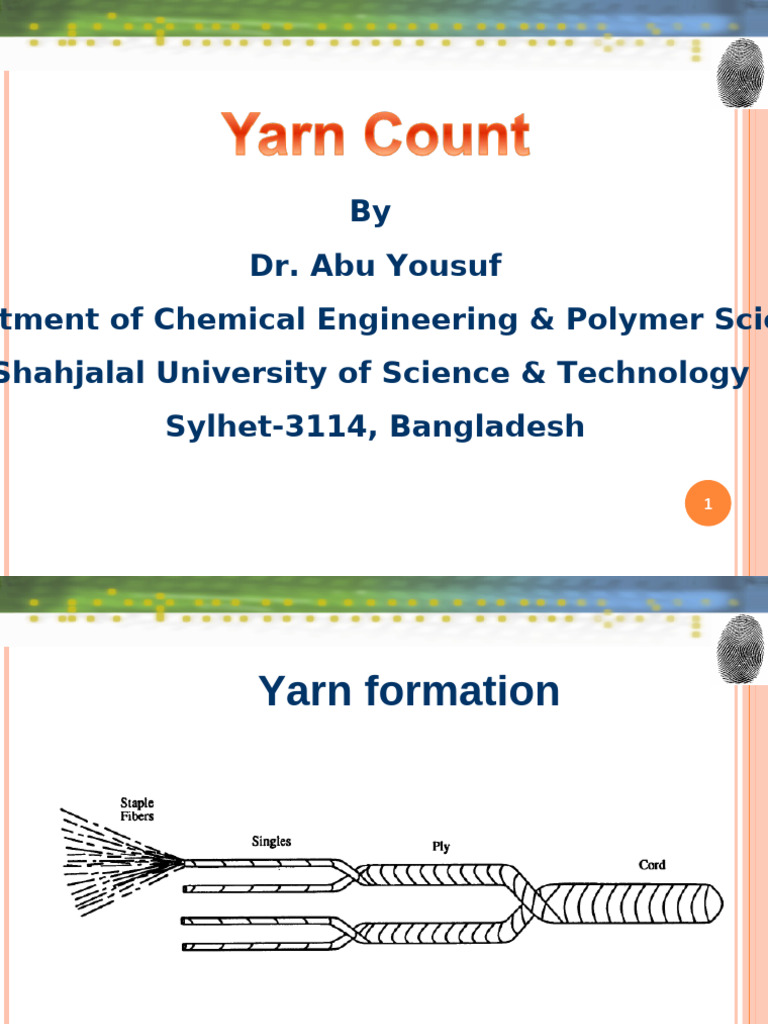 Lecture 4 Yarn Count | PDF | Yarn | Textiles