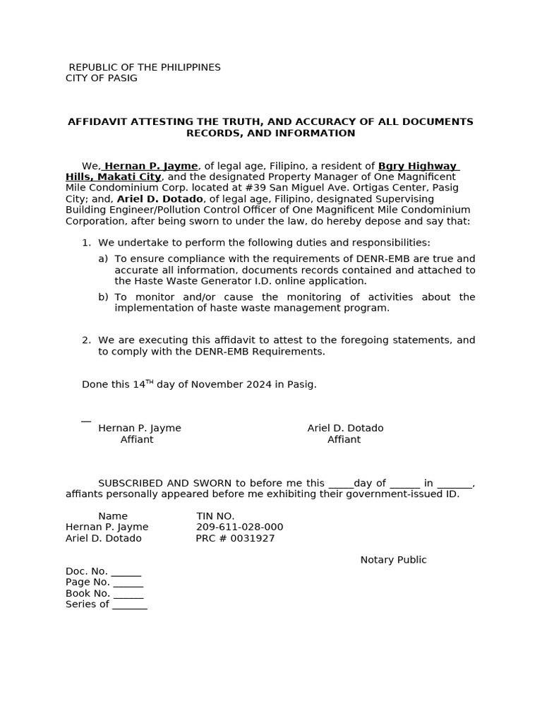 Affidavit Of Attested Pdf Politics Law