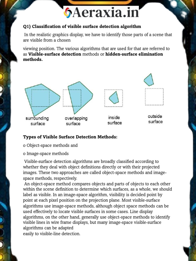Visible Surface Detection Methods | PDF | Image Processing | Imaging