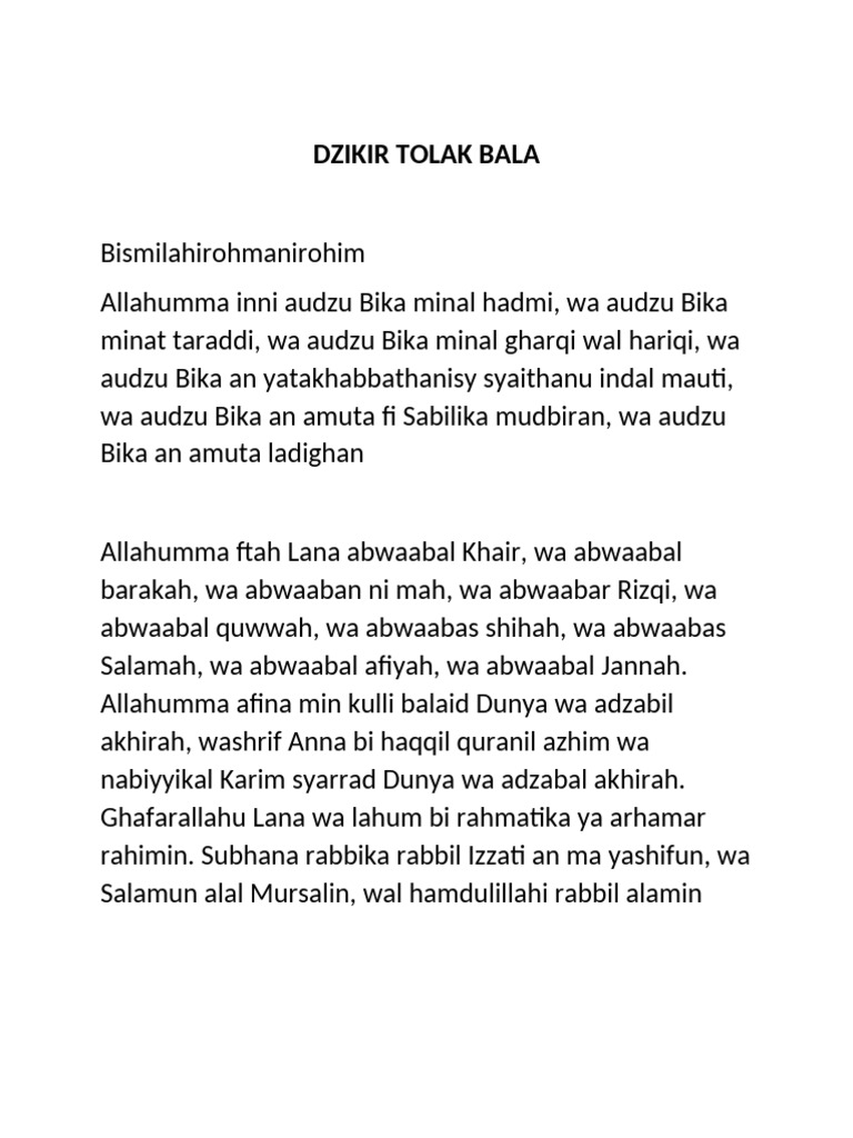 Dzikir Tolak Bala | PDF