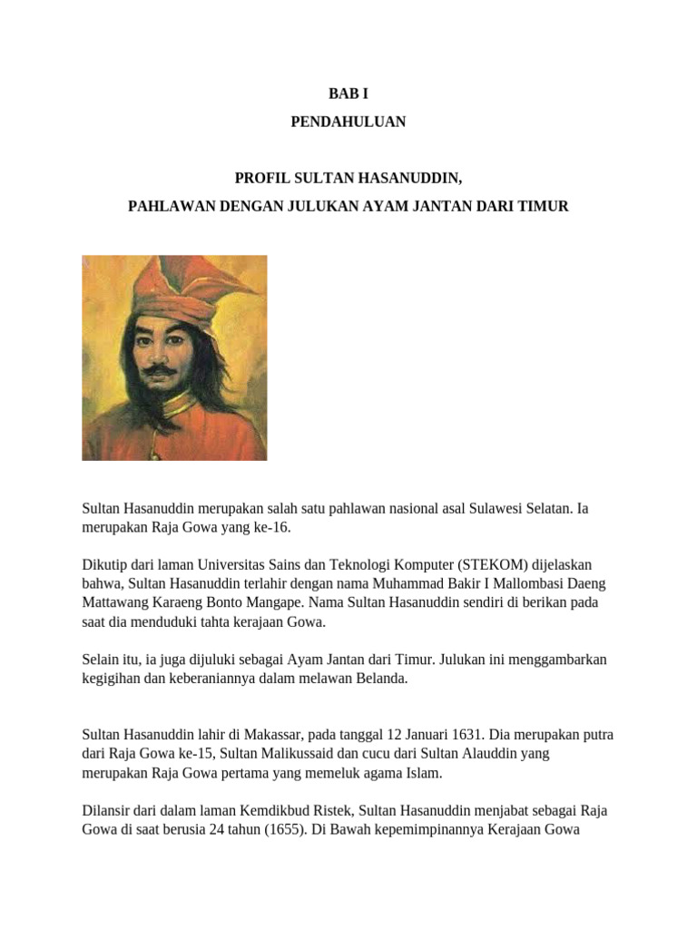 Profil Sultan Hasanuddin | PDF | Perjalanan | Klasik