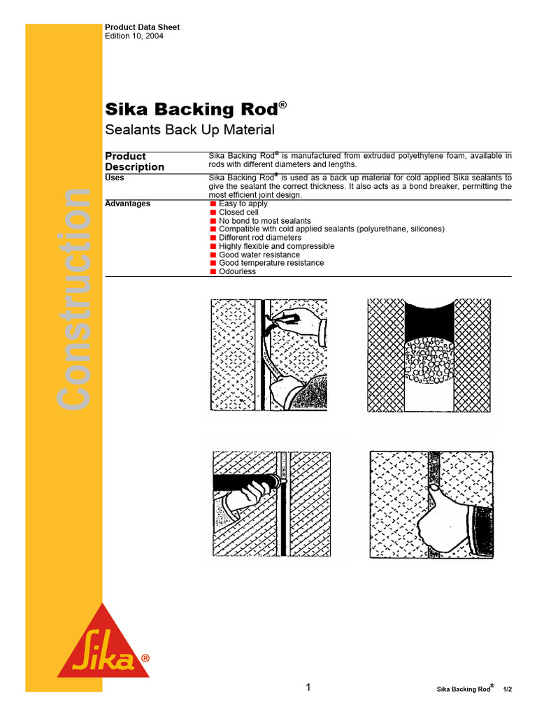 _01_ Sika Backing Rod | PDF | Extrusion | Silicone
