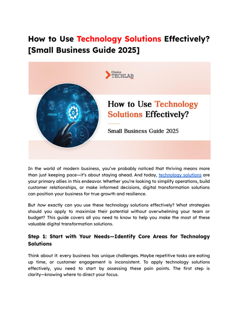 How To Use Technology Solutions Effectively | PDF | Customer ...