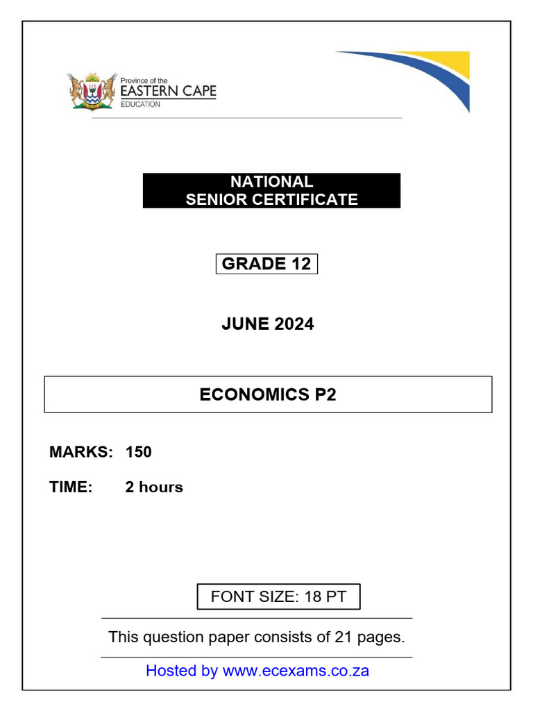 ECONOMICS P2 GR12 QP JUNE 2024 - English - Enlargement | PDF | Monopoly | Economics