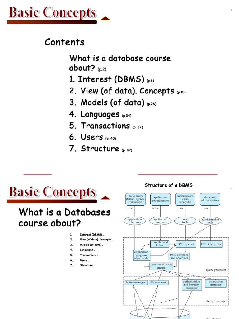 Lesson I. Basic Concepts - Sept2024 | PDF | Databases | Conceptual Model