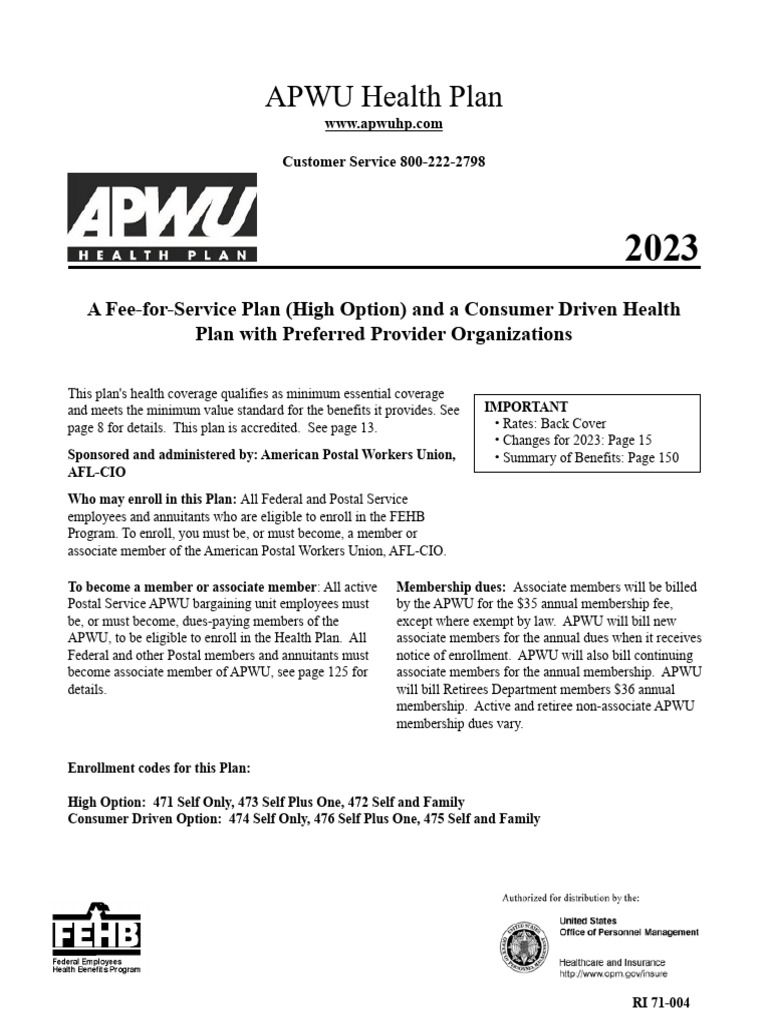 2023 APWU Health Plan Federal Brochure | PDF | Federal Employees Health ...