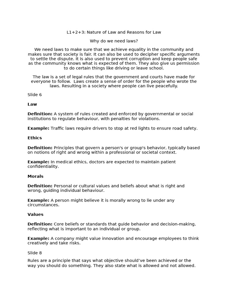 L1 and L2 Nature of Law and Reasons For Law | PDF | Morality | Justice