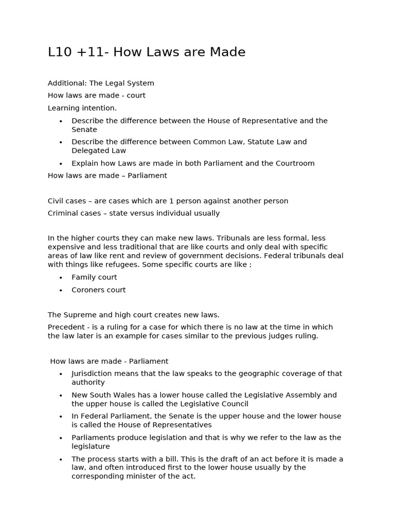 L10 and L11 - How Laws Are Made | PDF | Bill (Law) | Magistrate
