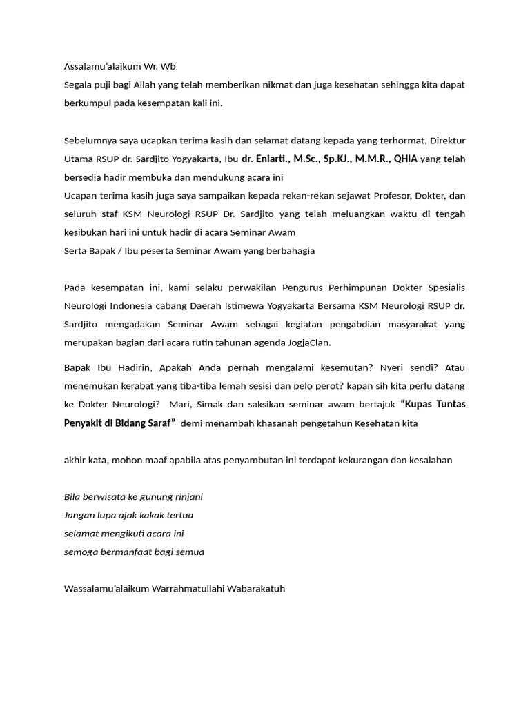 Draft Sambutan | PDF