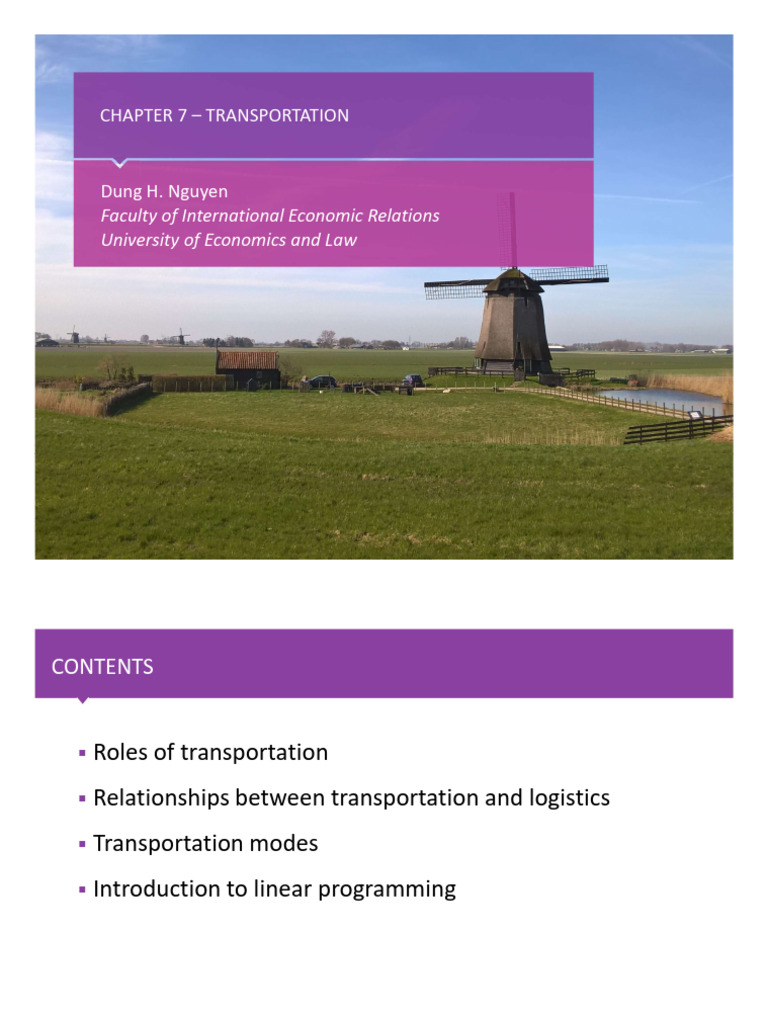 Chapter 7 - Logistics - Dung Nguyen | PDF | Transport | Supply Chain Management