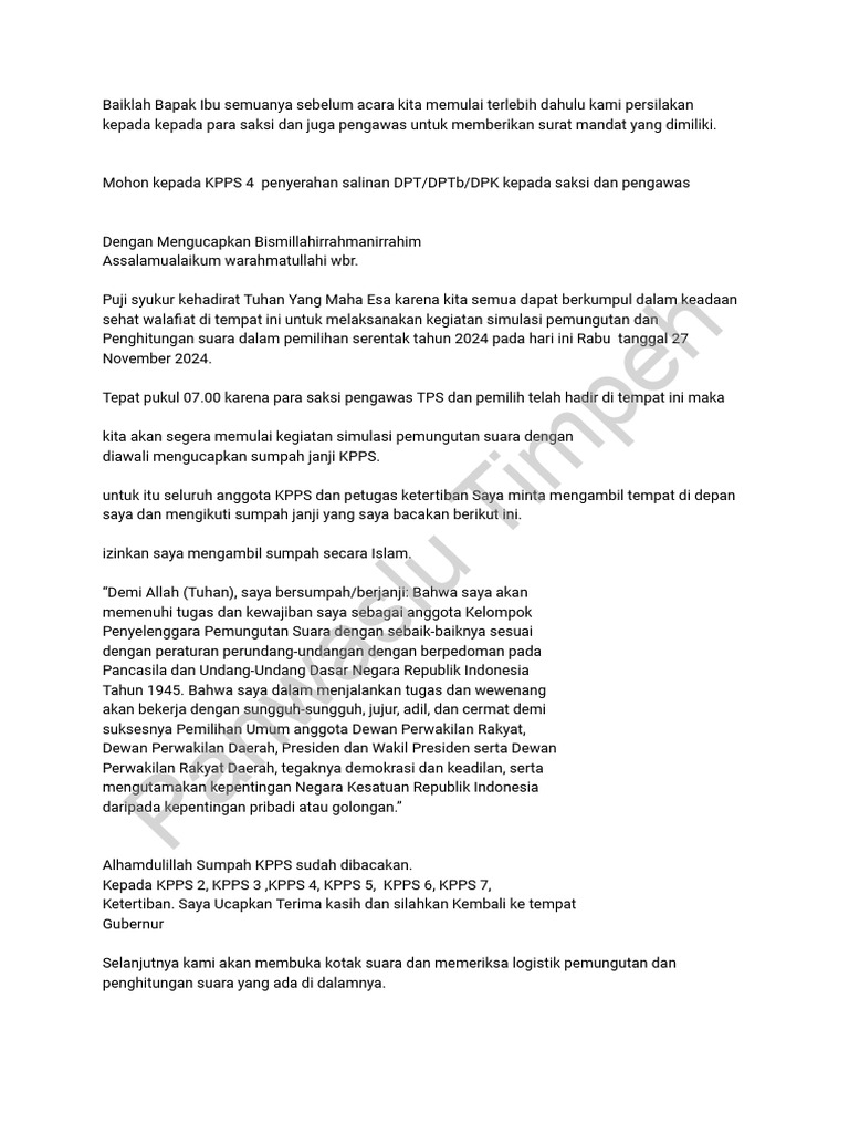 Scrip Dalam Simulasi Pemungutan Dan Penghitungan Suara | PDF