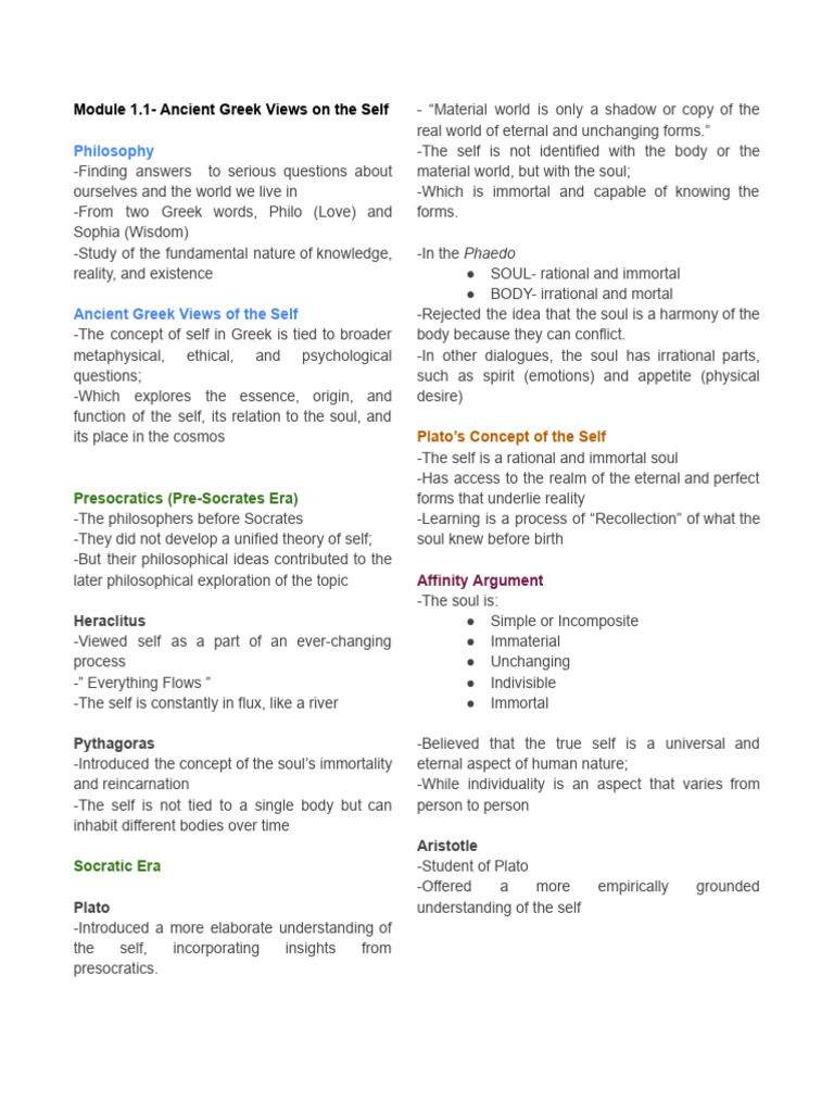 Uts Midterms Reviewer 1 | PDF | Soul | Philosophy Of Self