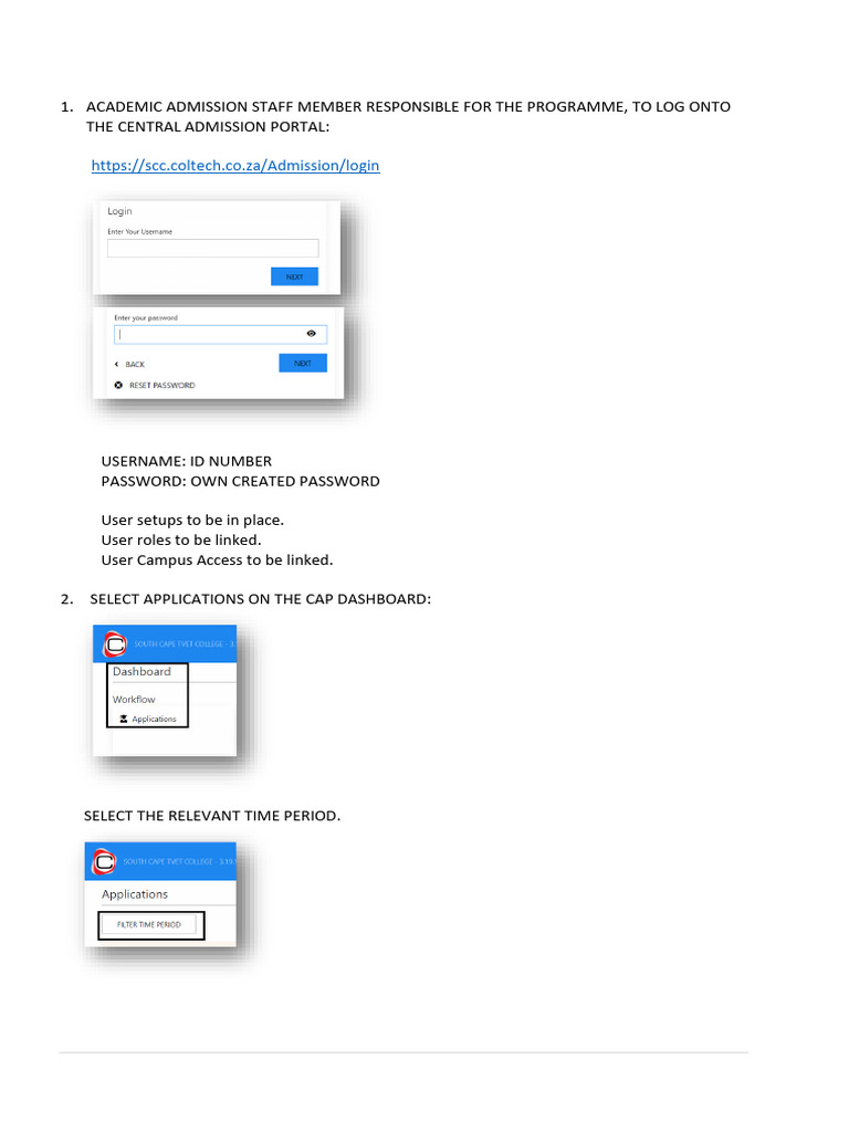 Admission Staff - Lecturer Guide - Student Admission Process | PDF