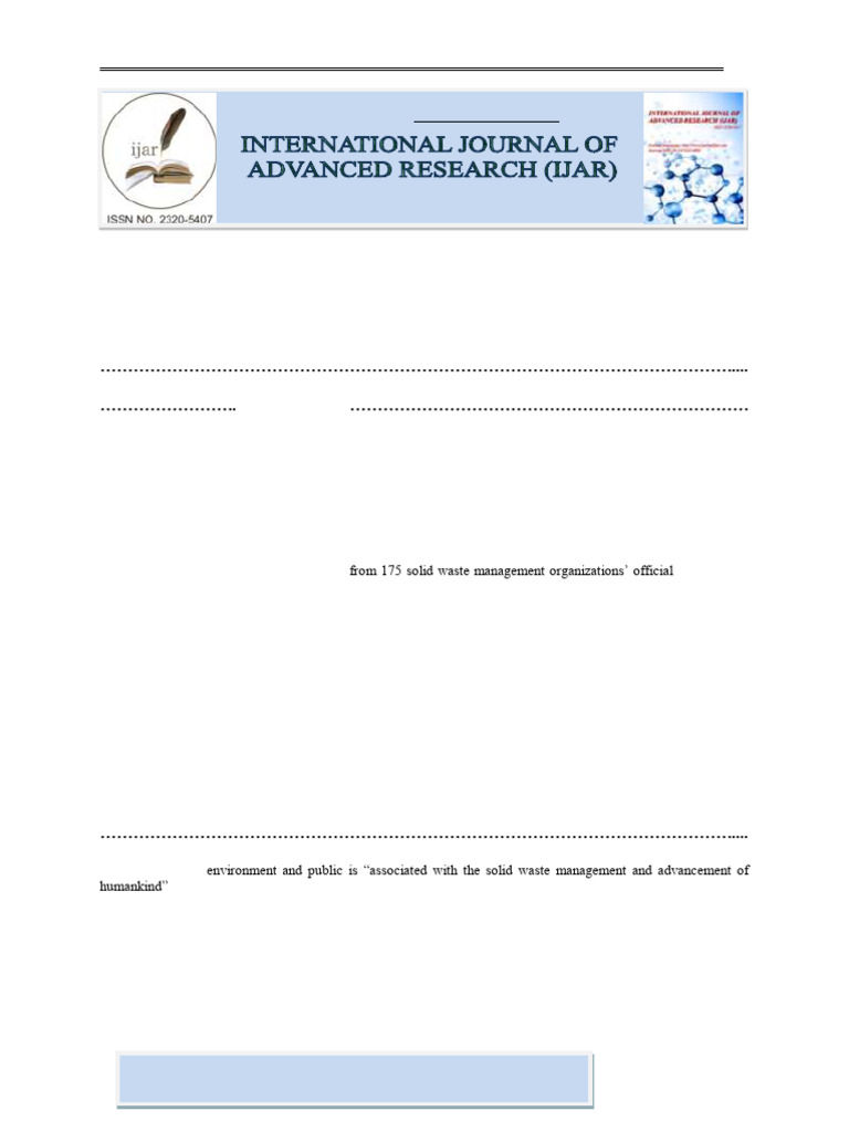 Critical Appraisal of Solid Waste Management in Developing Countries ...
