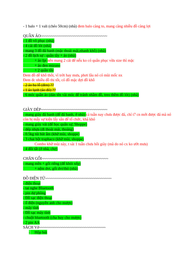 Luu y Quan Su (Duc Ket Sau 1 Tuan) | PDF