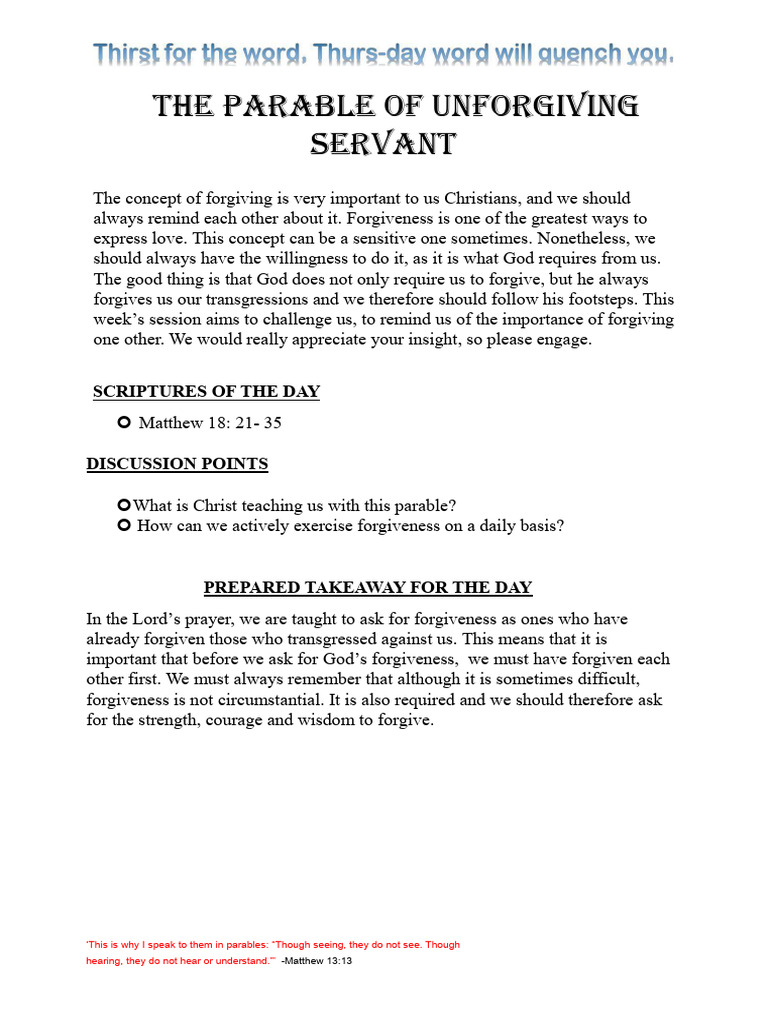 The Unmerciful Servant | PDF