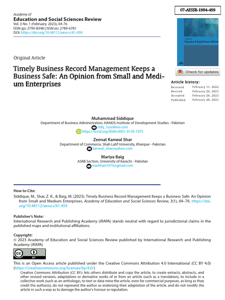 Timely Business Record Management Keeps A Business Safe: An Opinion ...
