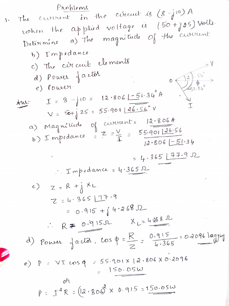 Module2 - Single Phase AC Circuits Problems | PDF