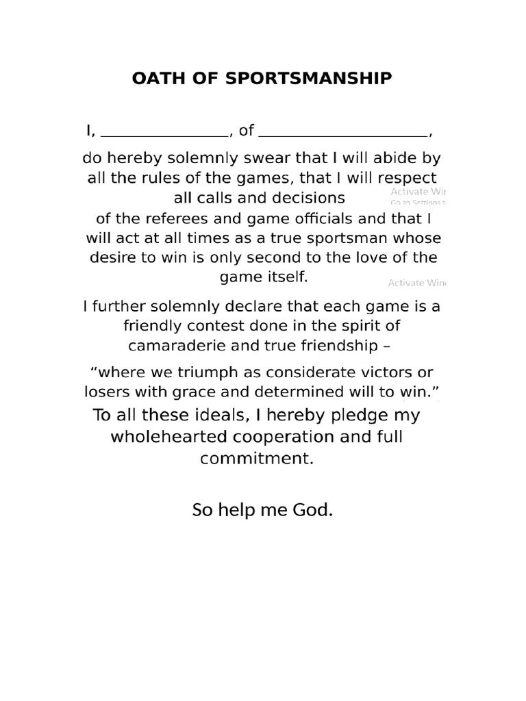 Oath of Sportsmanship | PDF