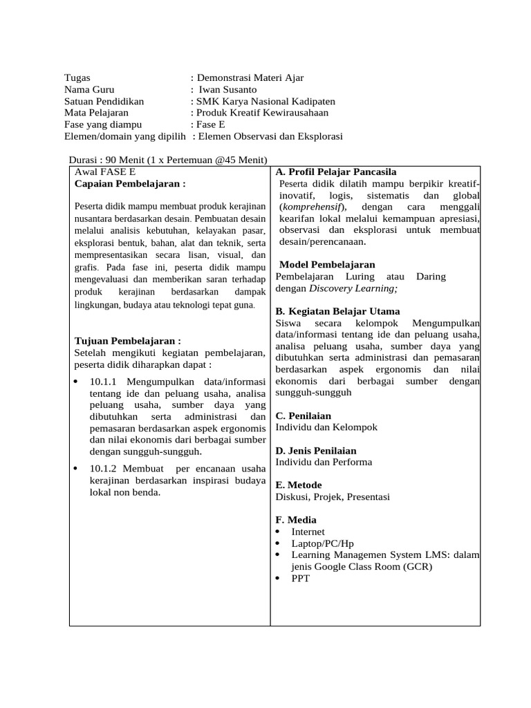 Modul Ajar PKK | PDF