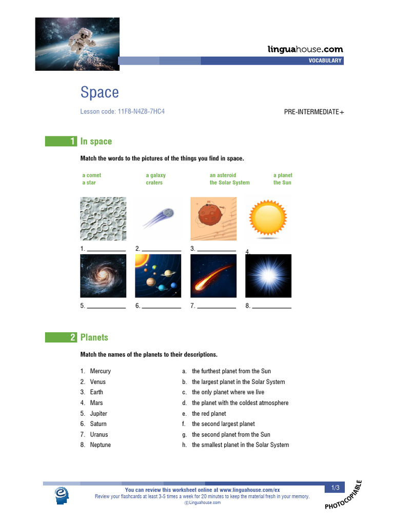 Space British English Student | PDF | Planets | Solar System