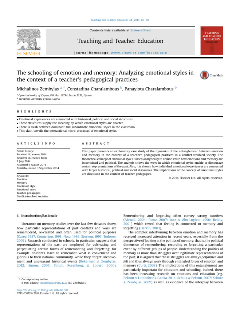 Emotional Styles in Teacher Pedagogy | PDF | Emotions | Pedagogy