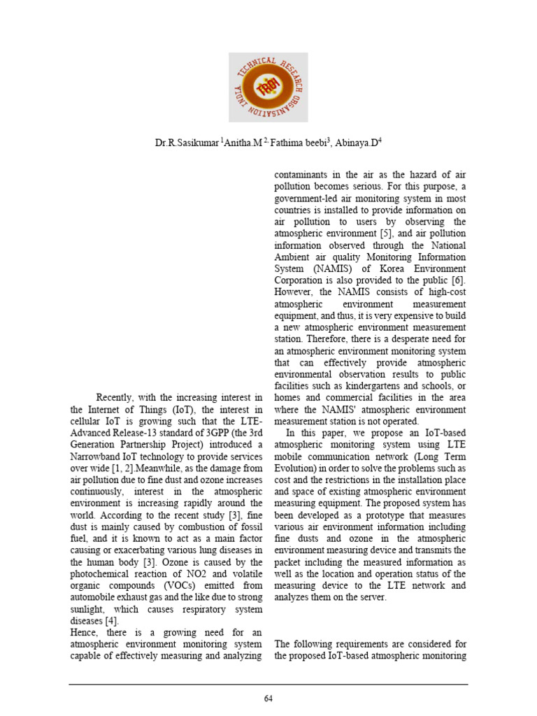 Environmental Monitoring System Using Iot: ISSN (PRINT) : 2393-8374 ...