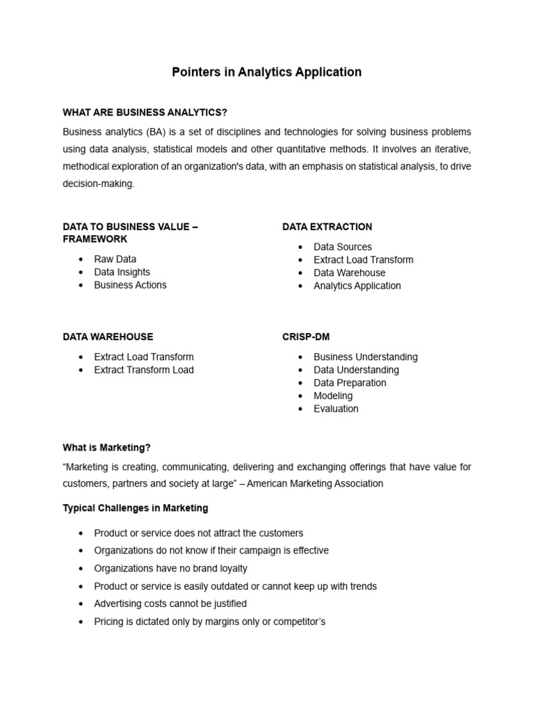 Analytics Application Pointers | PDF | Analytics | Market Segmentation