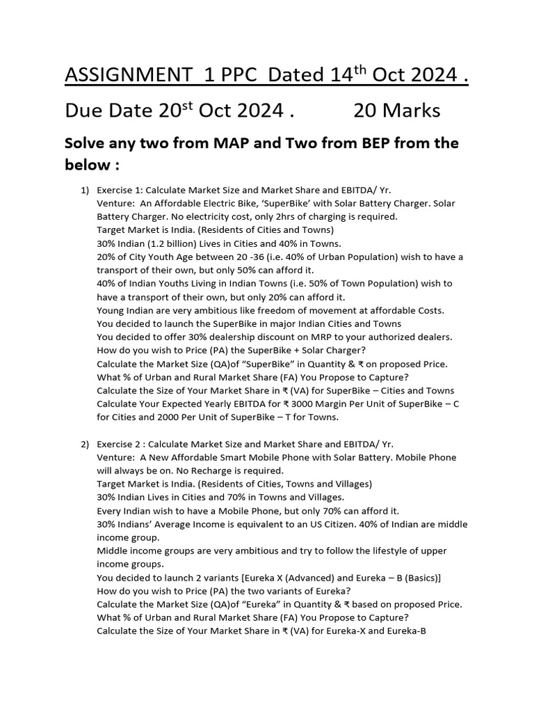 ASSIGNMENT 1 PPC Dated 14th Oct 2024 Solve | PDF | Business Economics