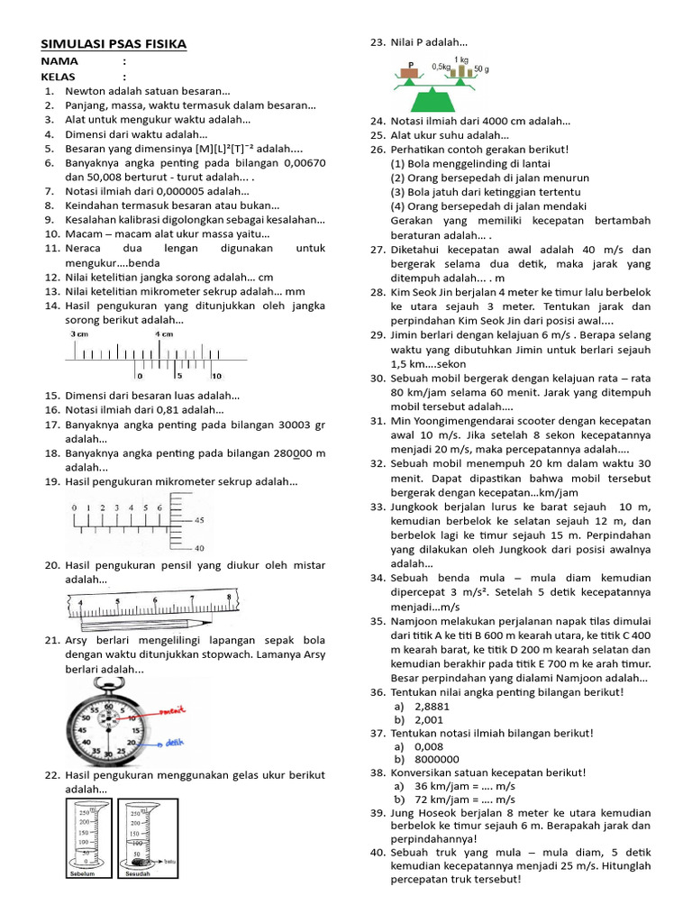 Simulasi PTS Ganjil Fisika Dan Kimia | PDF