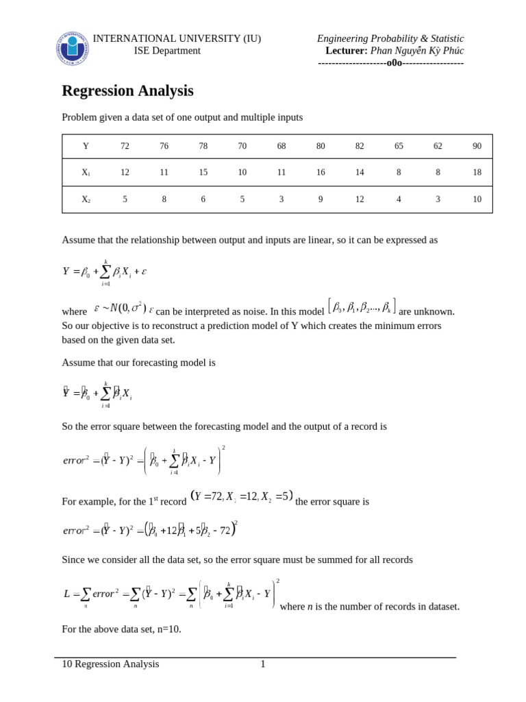 10 - Regression Analysis | PDF | Regression Analysis | Errors And Residuals