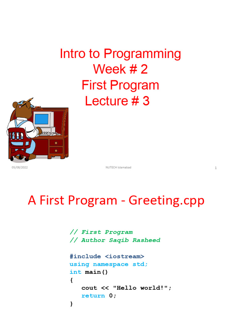 Lecture#3 (First Program) | PDF | Namespace | Programming Paradigms Lecture#3 (First Program) | PDF | Namespace | Programming Paradigms