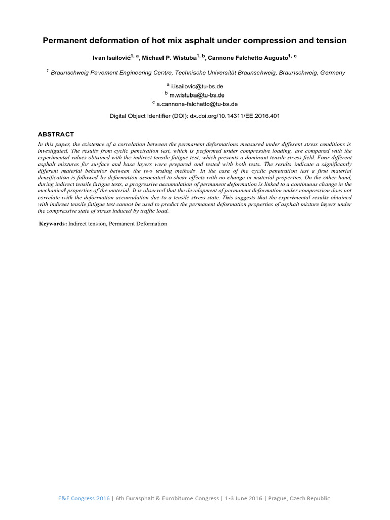 Asphalt Permanent Deformation Study | PDF | Deformation (Engineering ...