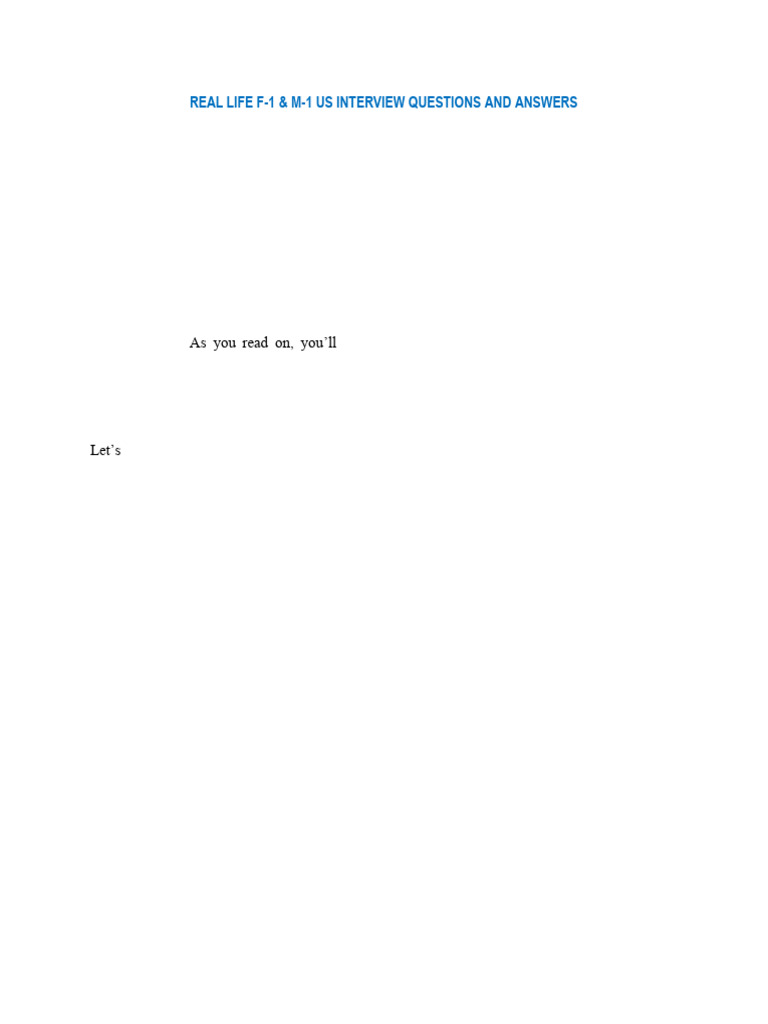 3 F1 USstudentvisainterviewquestionsandanswers PDF | PDF | Travel Visa