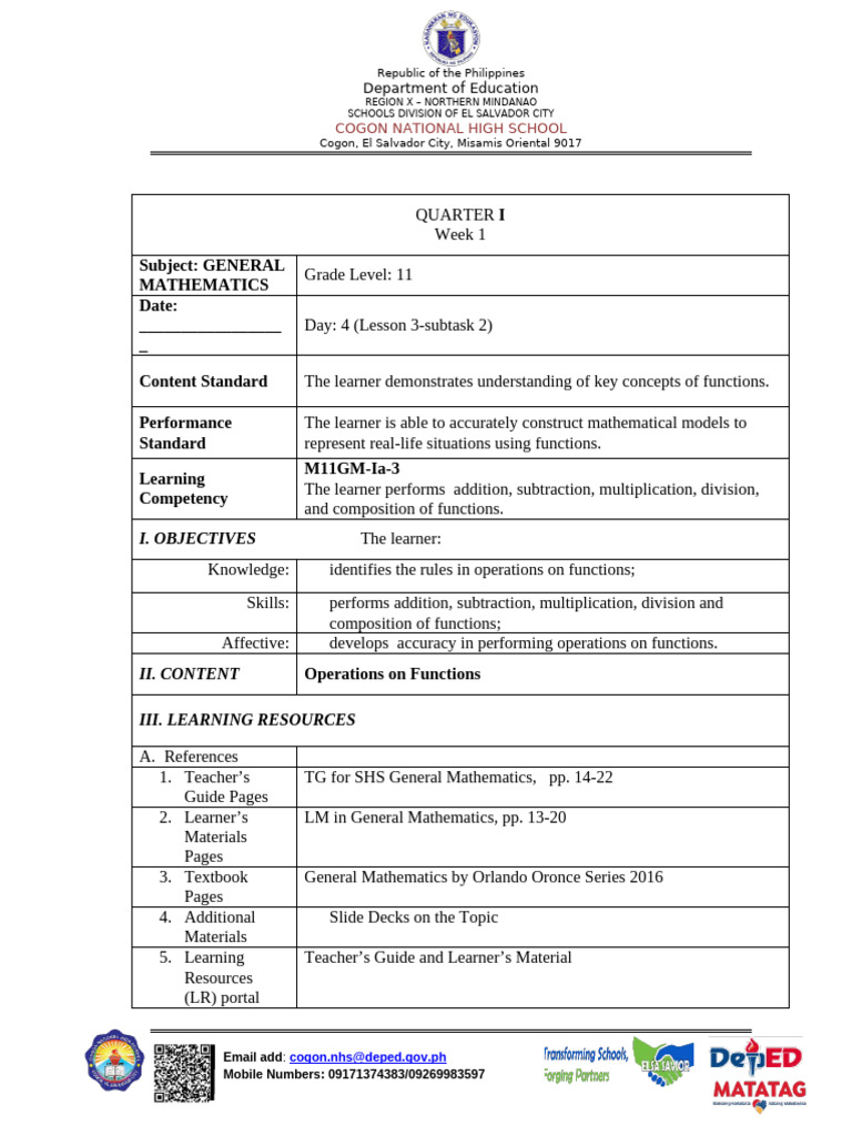 Week 1. Day 4 (Lesson 3-Subtask 2) | PDF | Learning | Function (Mathematics)