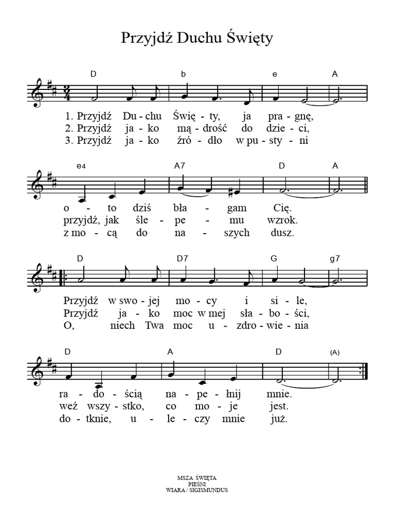 Przyjdz Duchu Swiety | PDF