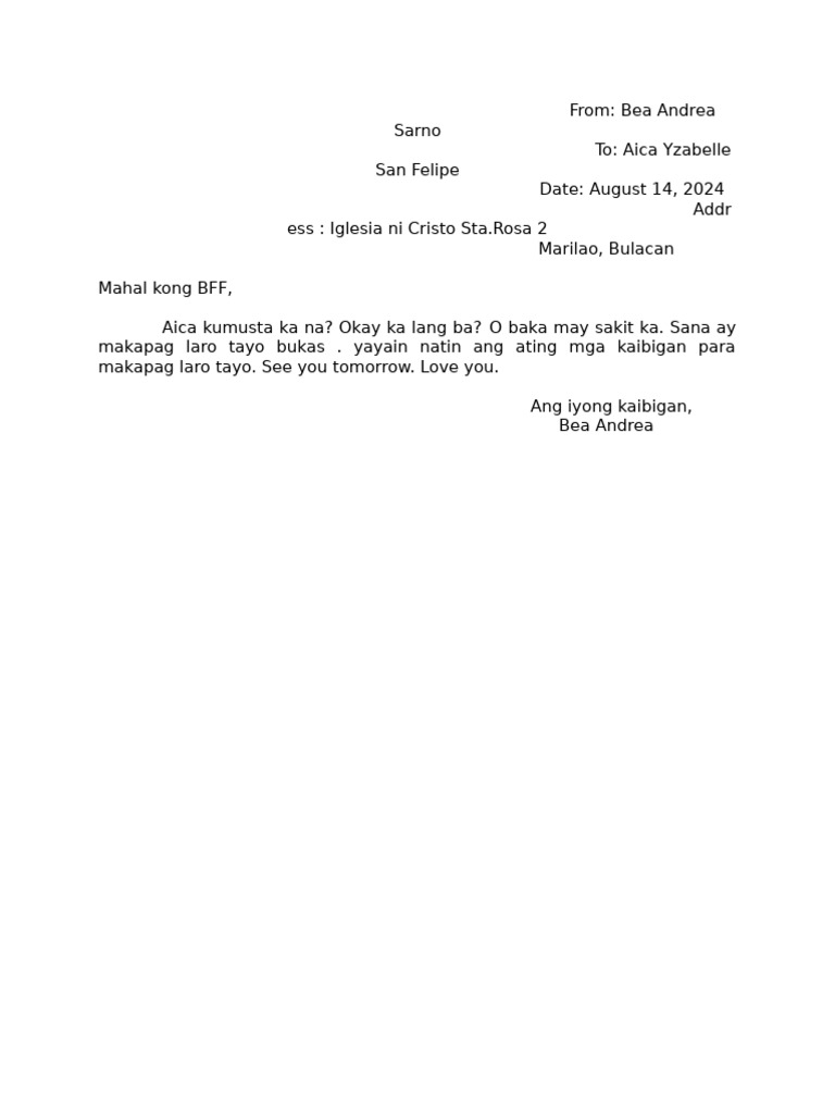 Friendly Letter | PDF