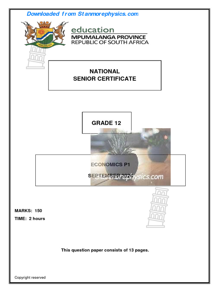 MP Economics Grade 12 September 2024 P1 and Memo | PDF | Exchange Rate ...