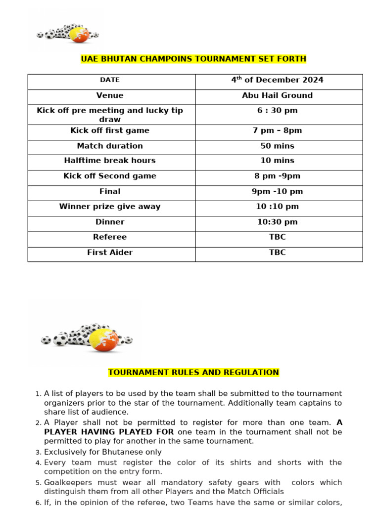 Tournament Rules and Regulation | PDF | Sports & Recreation