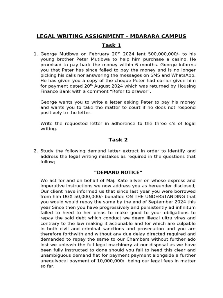 Legal Writing Assignment - Mbarara Campus | PDF | Justice | Crime ...