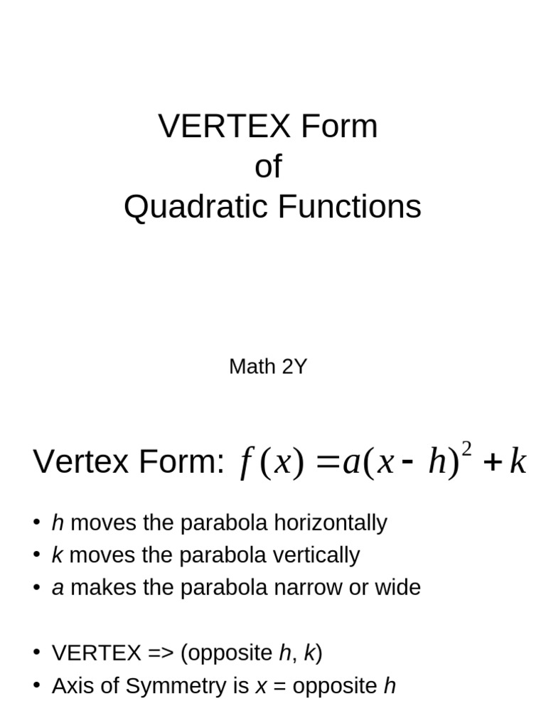 Vertex Form of Quadratic Functions Guide | PDF | Graph Theory | Mathematical Relations