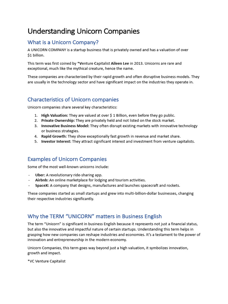 Unicorn Companies | PDF