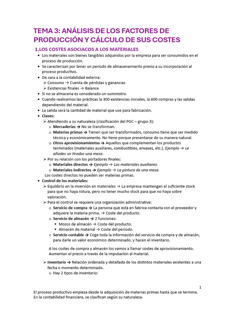 Tema 3 - Contabilidad Analítica | PDF | Costo | Salario