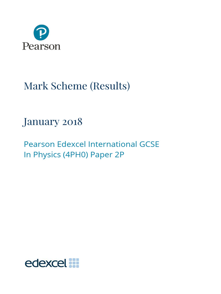 MarkScheme Paper2P January2018 IGCSE Edexcel Physics | PDF | Momentum ...