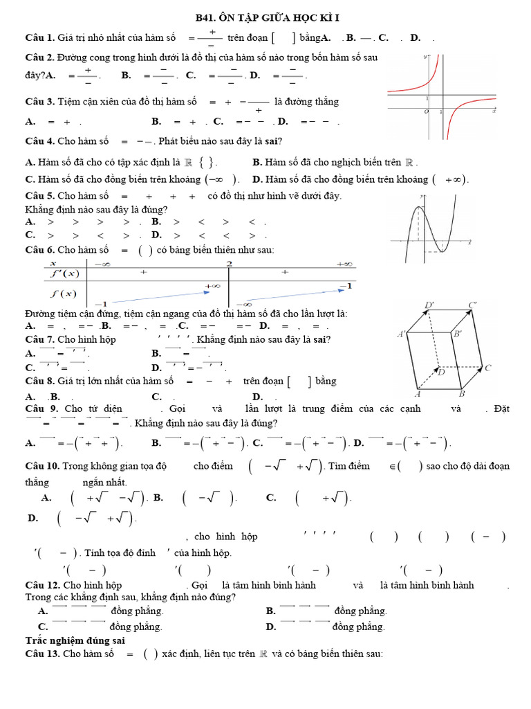 b41. Ôn Tập Giữa Học Kì i | PDF