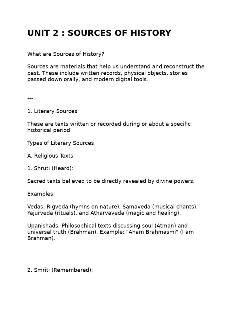Unit 2 Sources of History | PDF | Hindu Literature