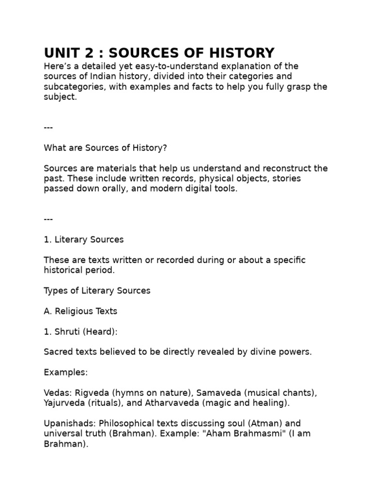 Indian History: Sources Explained | PDF | Hindu Literature